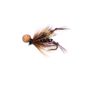 Hopper Half Hog Claret Booby Head hybrid hopper fly fishing fly.