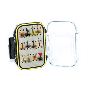 Waterproof Acrylic Fly Box ( holds 96 standard flies) With 48 Wet Flies