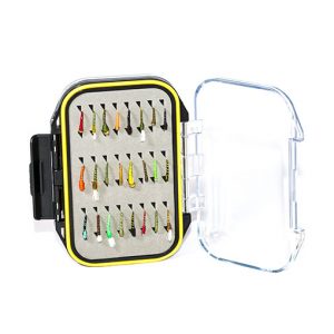 Waterproof Acrylic Fly Box ( holds 96 standard flies) With 24 epoxy buzzers