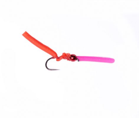 Metal Red Nugget Two Tone Wiggly Worm Fly Trout Fishing Flies